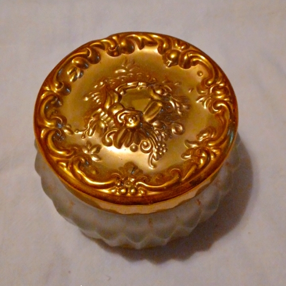 Bath | Vintage Avon Glass Vanity Powder Jar With Embossed Repousse ...